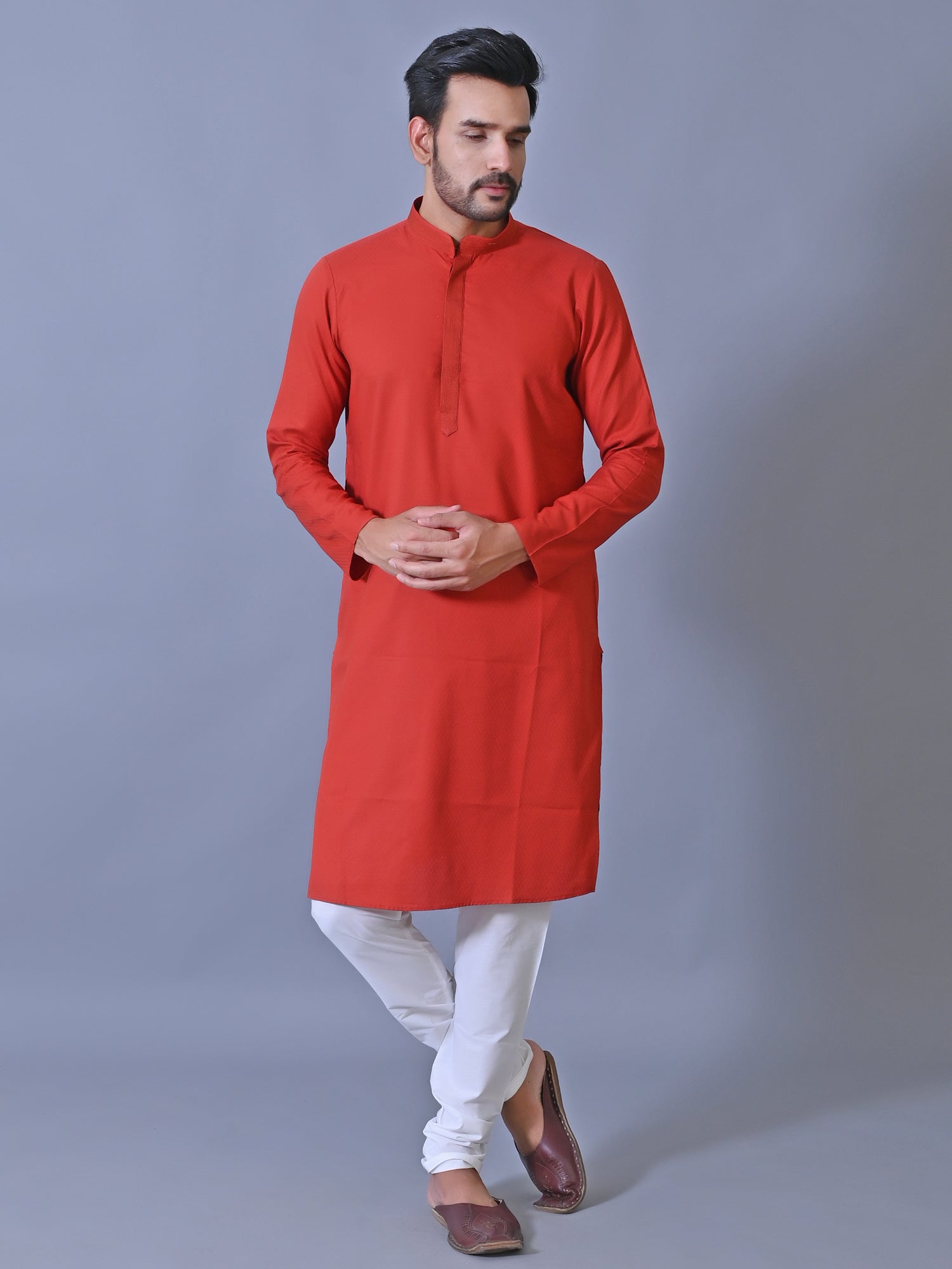 Textured Rust Kurta Set – ETHNIC COTLER