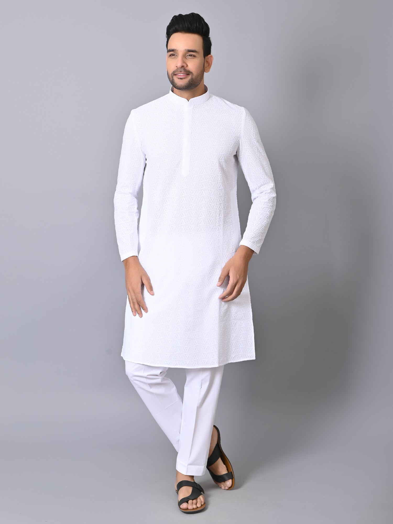 Chikan White Kurta Set – ETHNIC COTLER