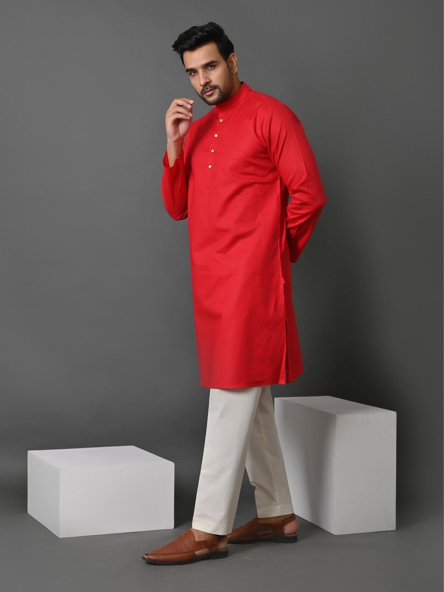 Solid Red Kurta Set – ETHNIC COTLER