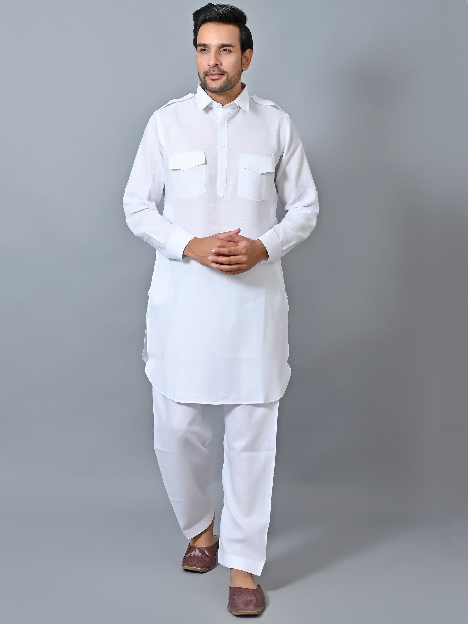 Solid White Pathani Set – ETHNIC COTLER